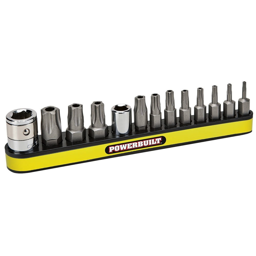 Powerbuilt 13 Piece Tamper-Proof 5 Lobe Torx Bit and Socket Adapter Set ...