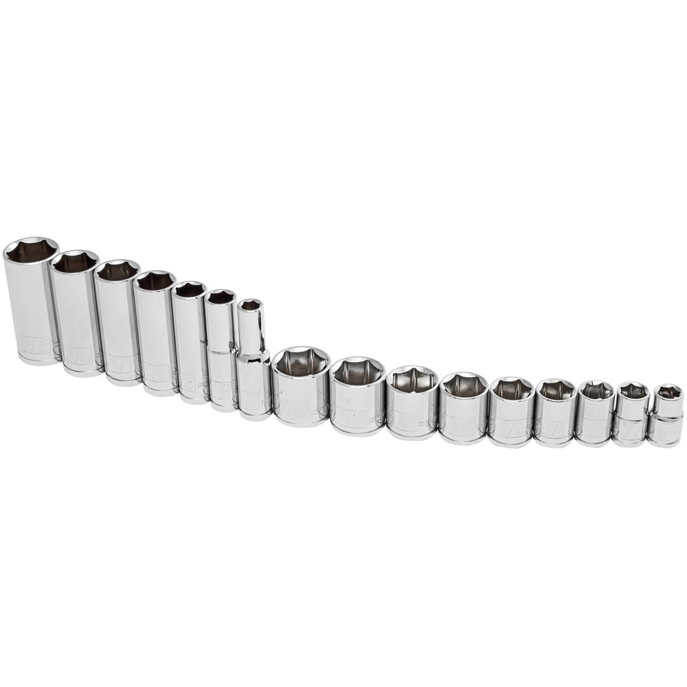 Powerbuilt 16 Piece 3/8 Inch Drive SAE 6 Point Socket Set - 941540 ...