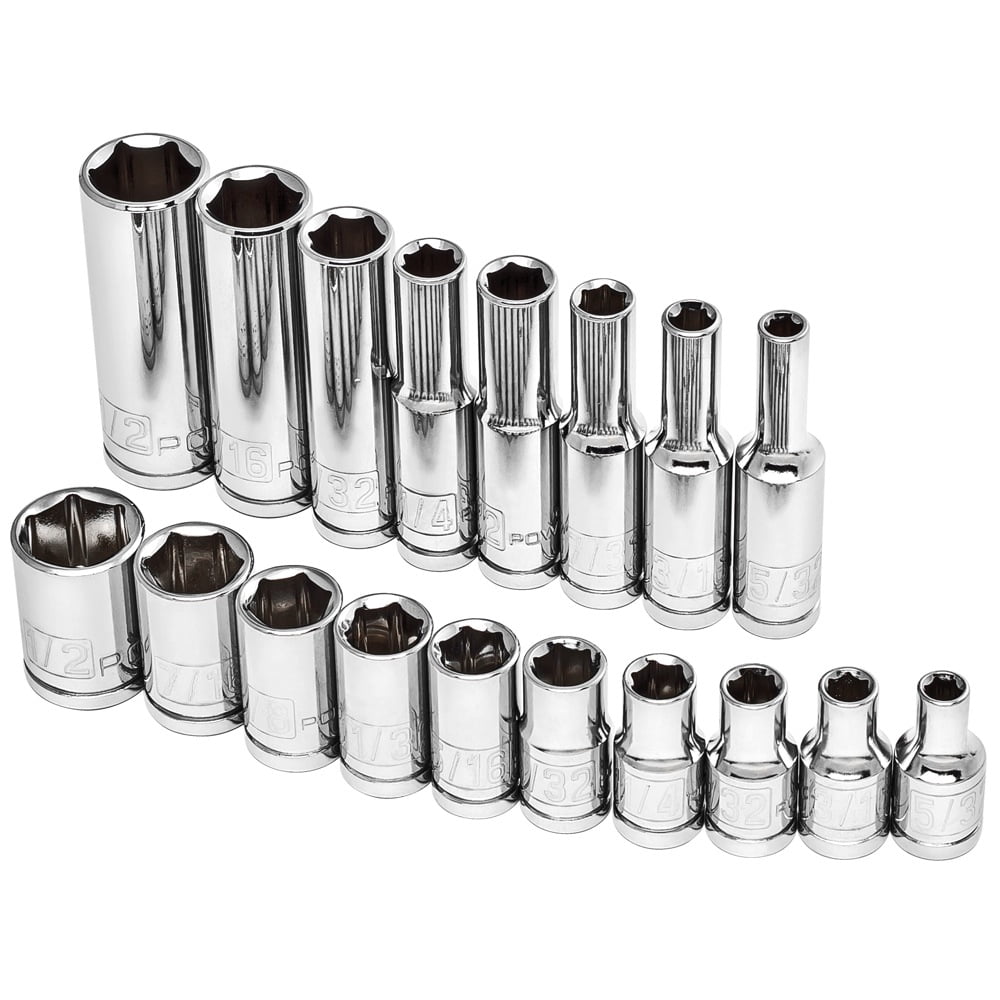 Powerbuilt 18 Piece 1/4 Inch Drive SAE Socket Set - 941536 - Walmart.com