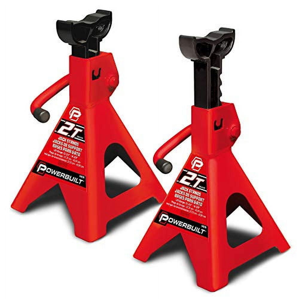 Powerbuilt 2 Ton Ratchet Jack Stand Pair, 4000 Pound 2-Piece Heavy Duty ...