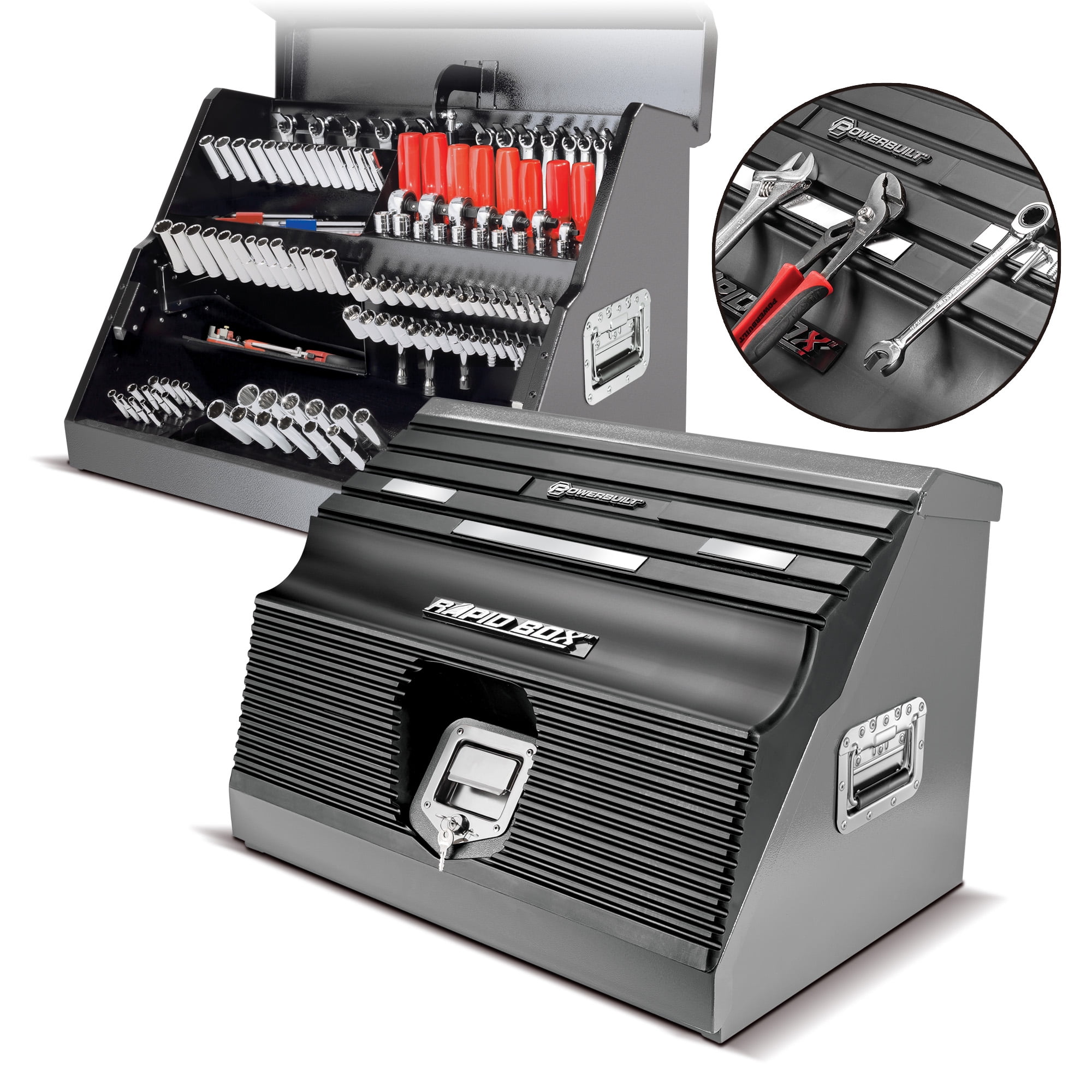 Powerbuilt 26 Inch Rapid Box Slant Front Toolbox with Tool Magnets ...