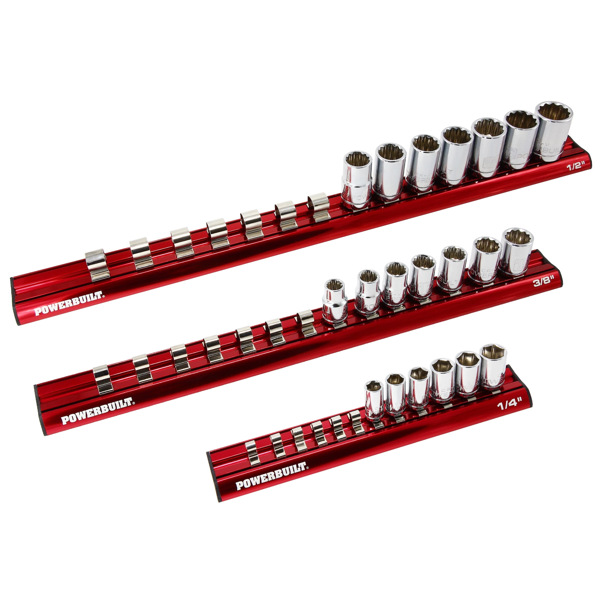 Powerbuilt 3 Pc. 1/4 in. 3/8 in. and 1/2 in. Drive Magnetic Socket ...