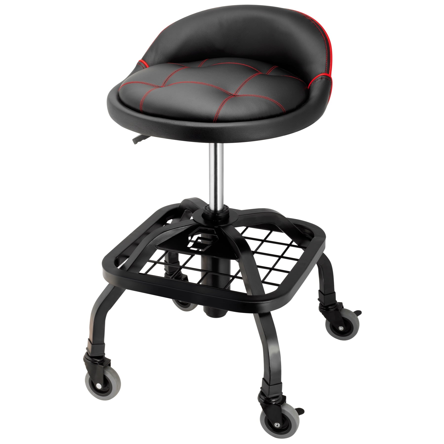 Powerbuilt 330 Pound Capacity Padded Rolling Shop Seat with Lumbar ...