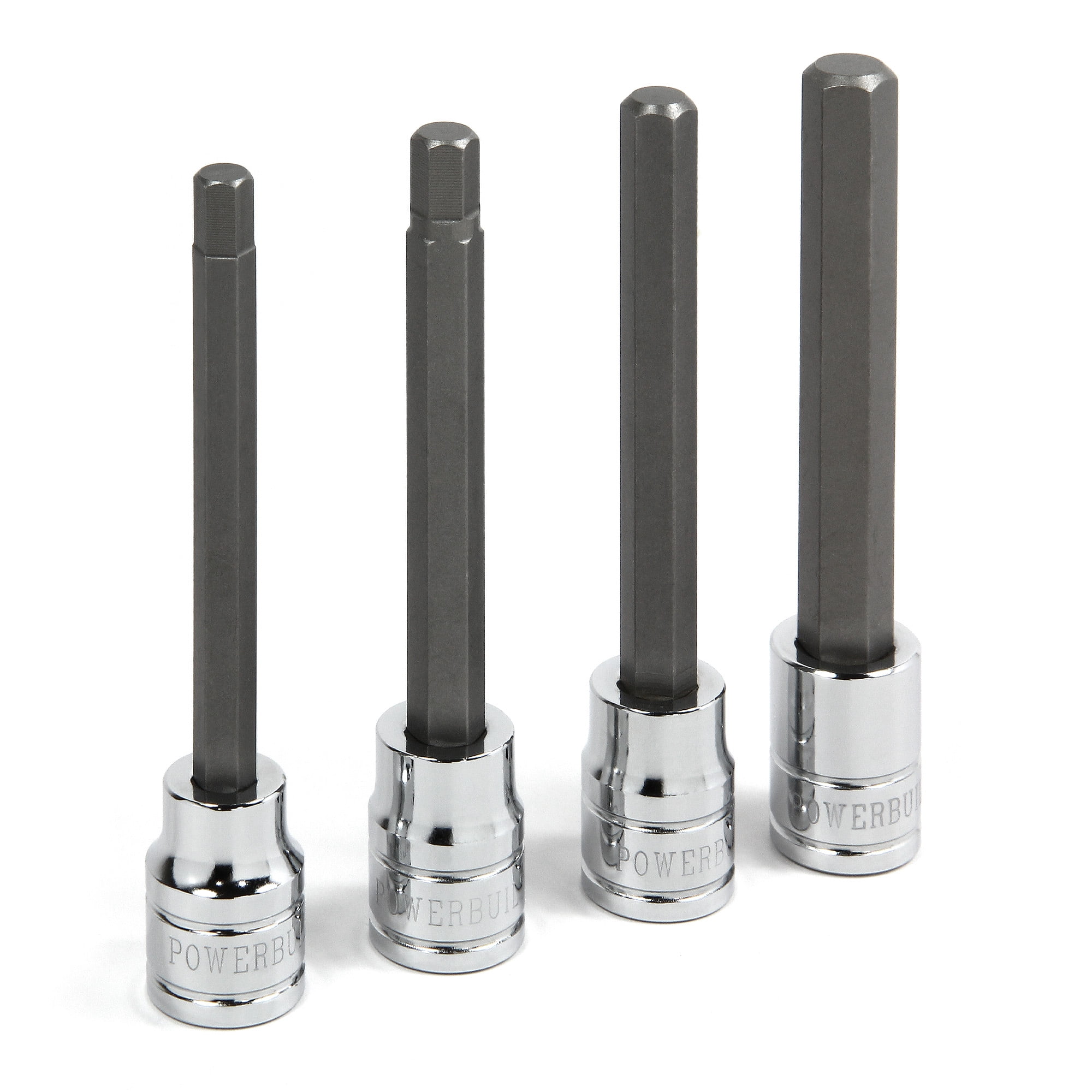Powerbuilt 4 Pc. 3/8-Inch Drive Metric Long Reach Hex Bit Socket Set ...