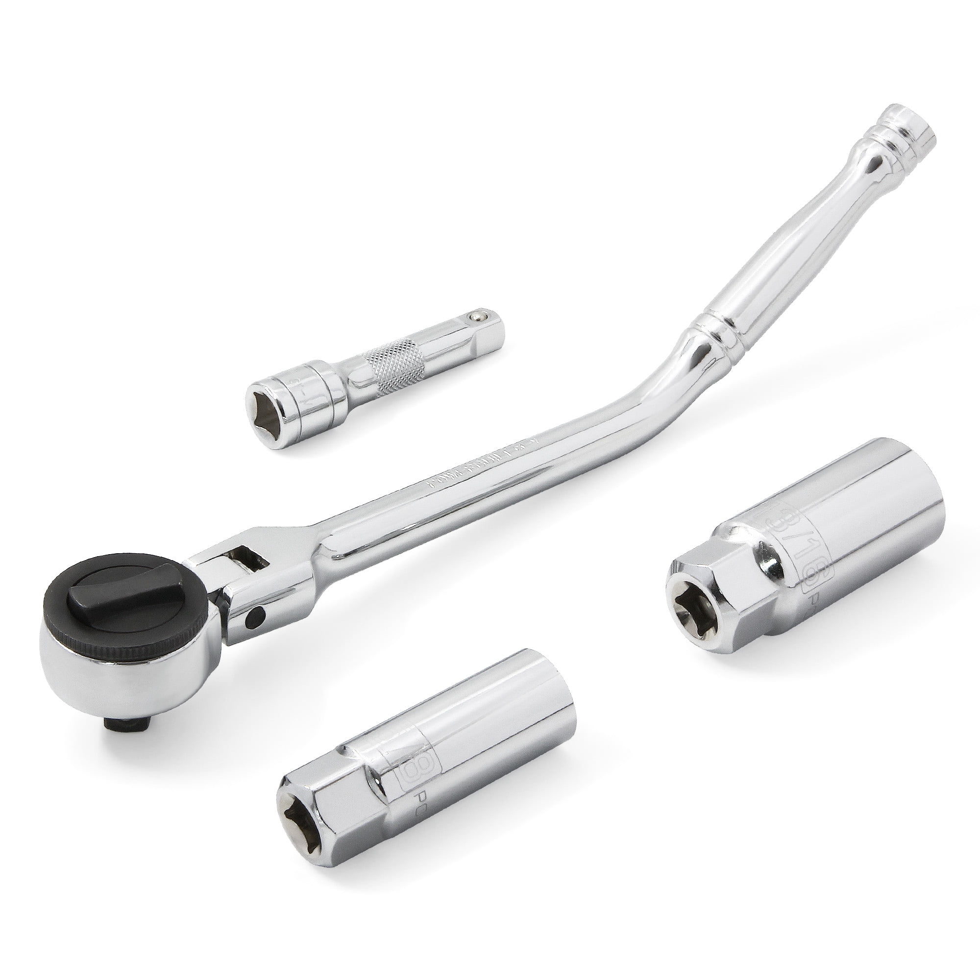 Powerbuilt 4 Pc. 3/8 in. Drive Ratchet and Spark Plug Socket Set ...