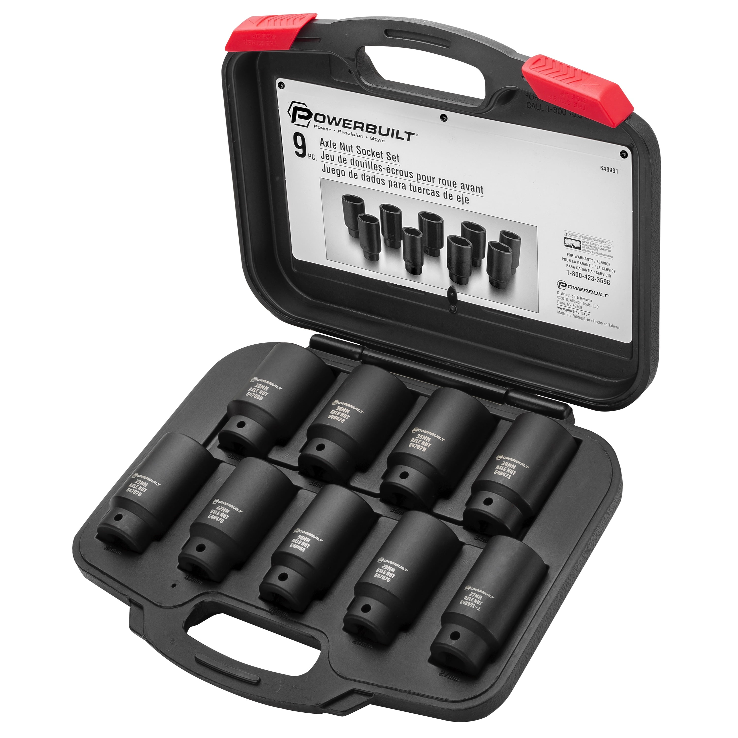 Powerbuilt 9 Piece Deluxe Axle Nut Socket Set - 648991 - Walmart.com