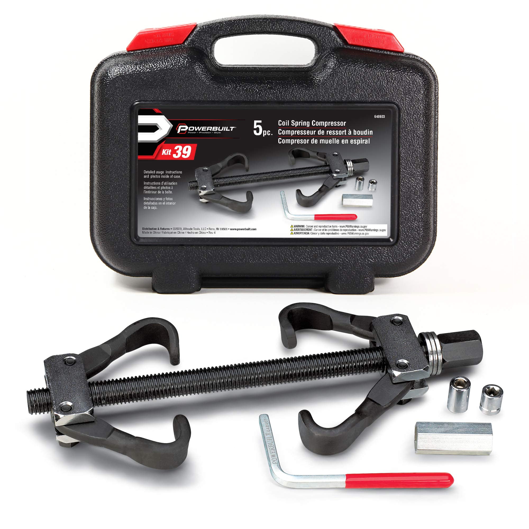 Powerbuilt Coil Spring Compressor Tool Kit, 5 Piece, Straight or Curved ...