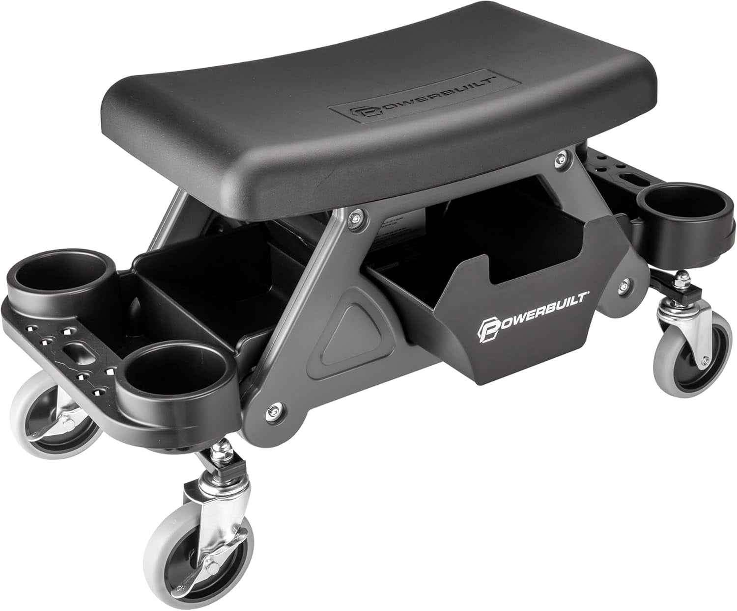Powerbuilt Heavy-Duty Utility Rolling Seat Upgraded with Padding ...