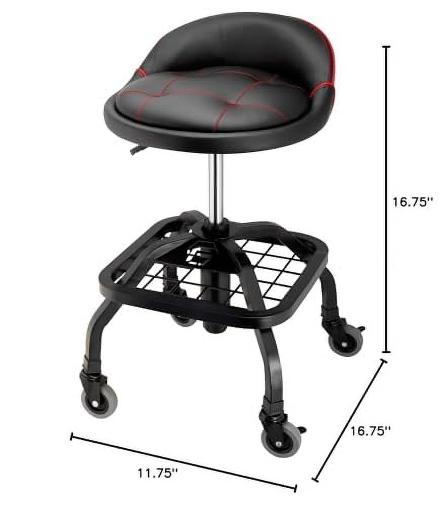 Powerbuilt Rolling Stool Shop Seat with Padding and Lumbar Support ...
