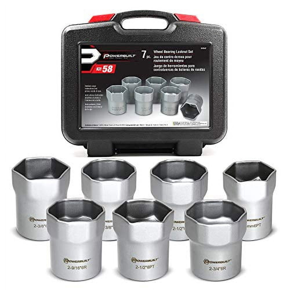 Powerbuilt Wheel Bearing Locknut Socket Set, 7 Piece Remover Tool Kit ...
