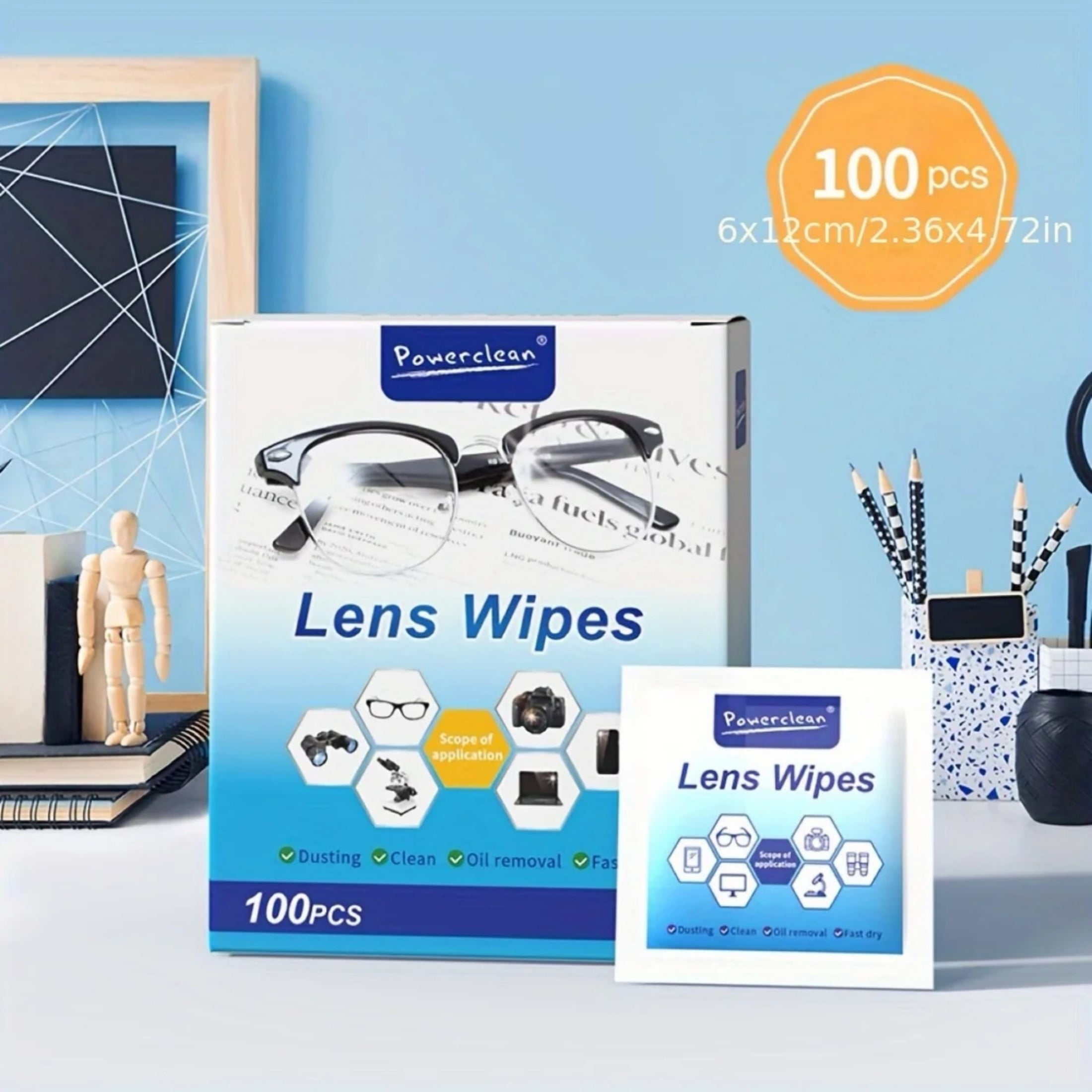 Powerclean 100/200/300 Disposable Lens Cleaning Wipes - Pre-Moistened ...
