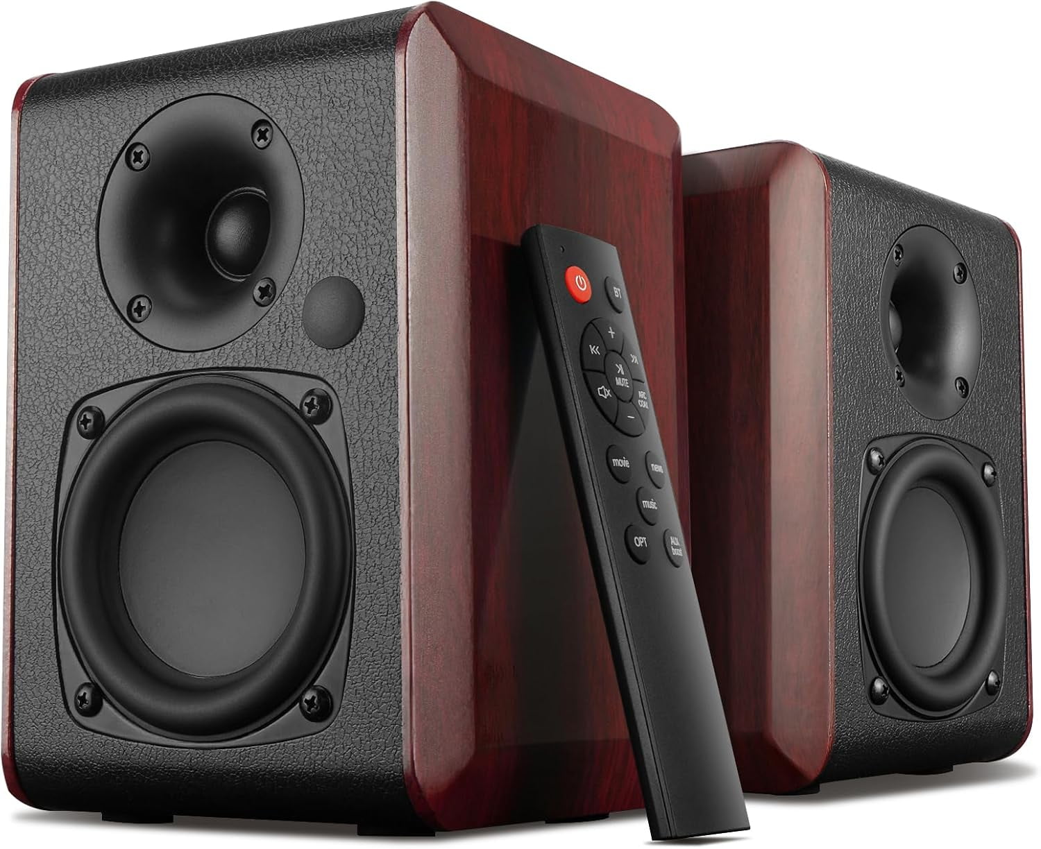 Powered Bluetooth Bookshelf Speakers with 3.75" Woofer, 30W*2 Record ...