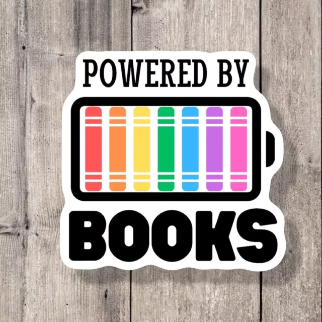 Powered By Books Vinyl Sticker Laptop Sticker Water Bottle Sticker ...
