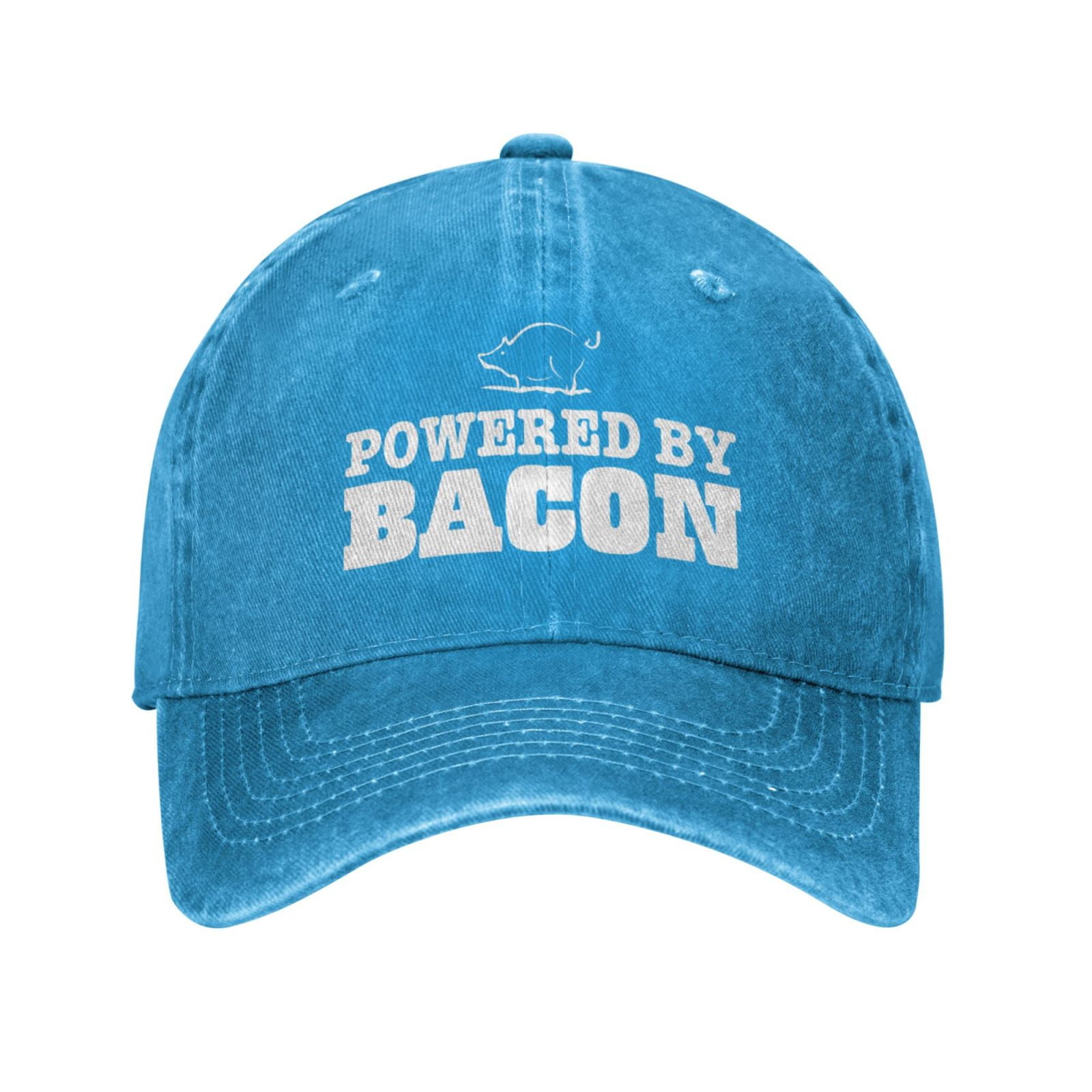 Powered By Bacon Unisex Denim Baseball Cap Adjustable Vintage Trucker ...