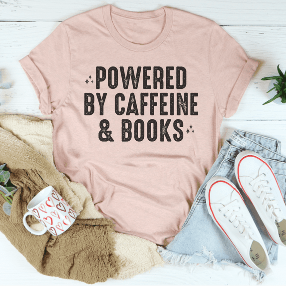 Powered By Caffeine Books Tee Peachy Sunday T-Shirt - Walmart.com