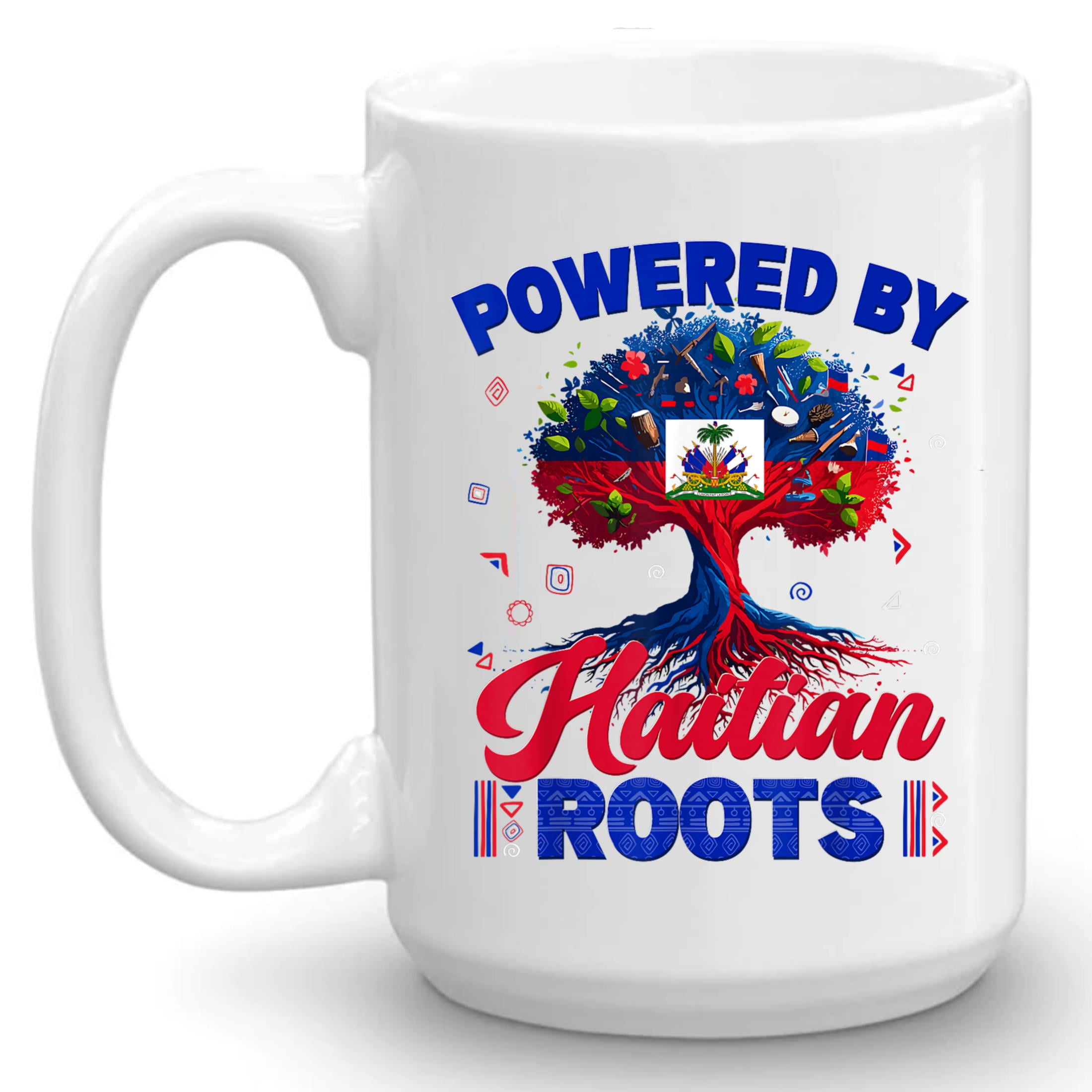 Powered By Haitian Haiti Flag Day Tree Pride Gift Ceramic Mug 15oz ...