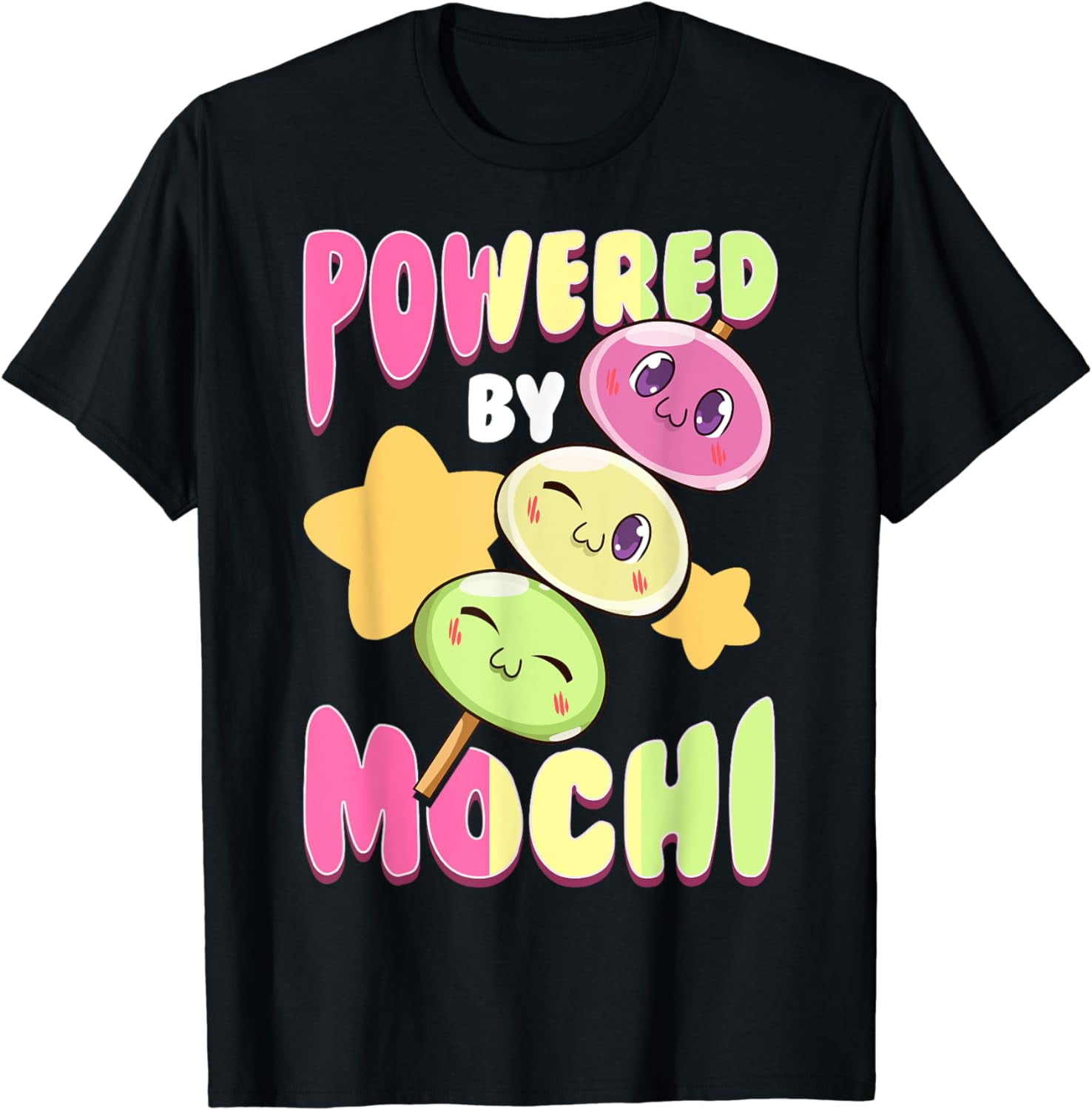 Powered By Mochi Japanese Rice Cake Mochigome Cute Kawaii T-Shirt ...