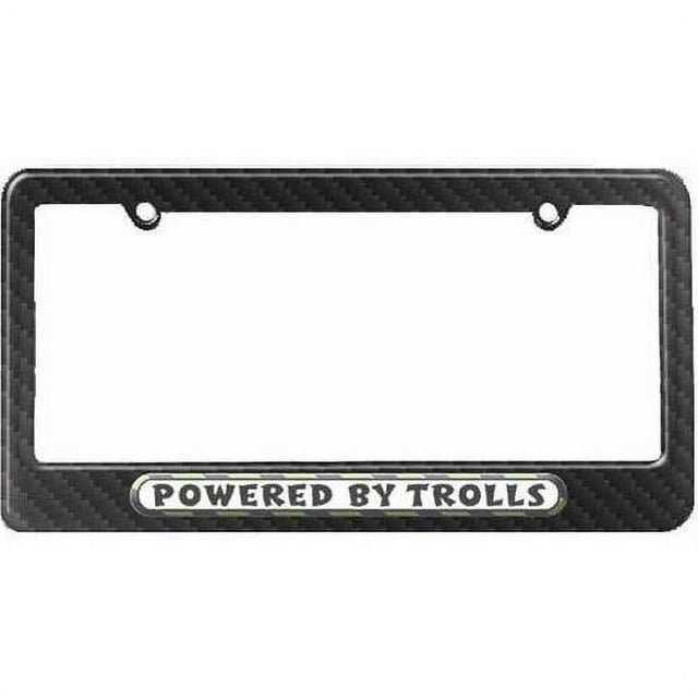 Powered By Trolls License Plate Tag Frame, Carbon Fiber Pattern ...