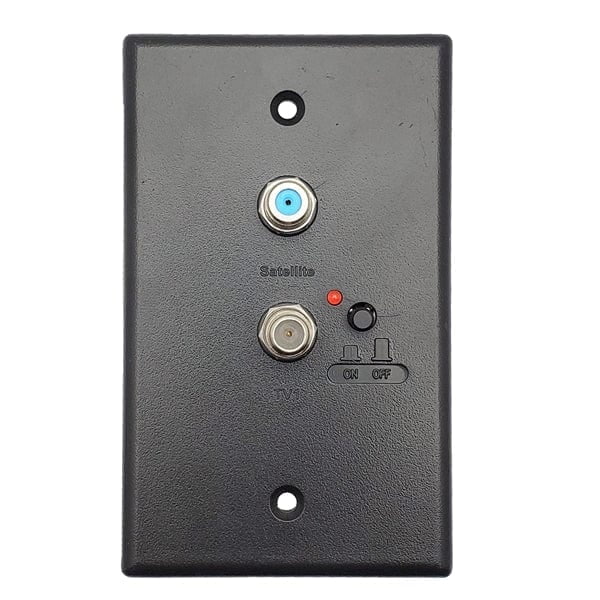 Powered Distribution Wall Plate | +2 TV outputs, on/off switch [Black ...