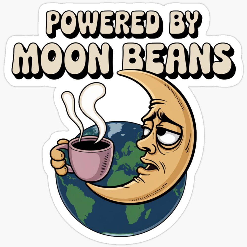 Powered By Moon Beans | Cosmic Coffee Art Stickerphone Decal Water ...