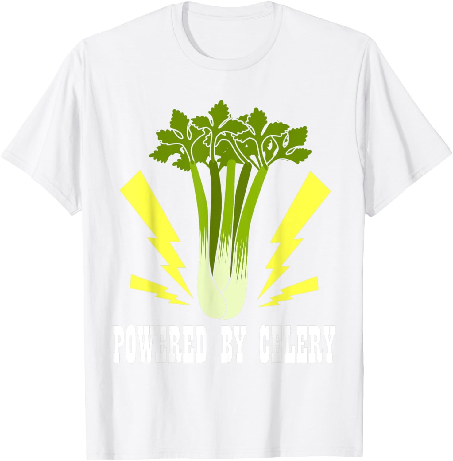 Powered by Vegetables Ironic Leek Celery Quote T-Shirt men and women ...