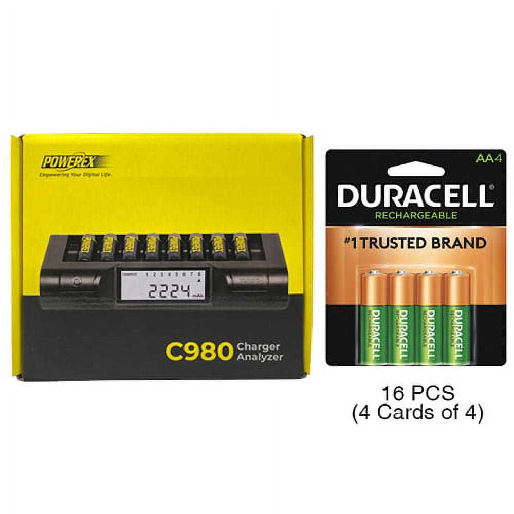 Powerex C980 Smart Charger & 16 AA Duracell Rechargeable (DX1500 ...