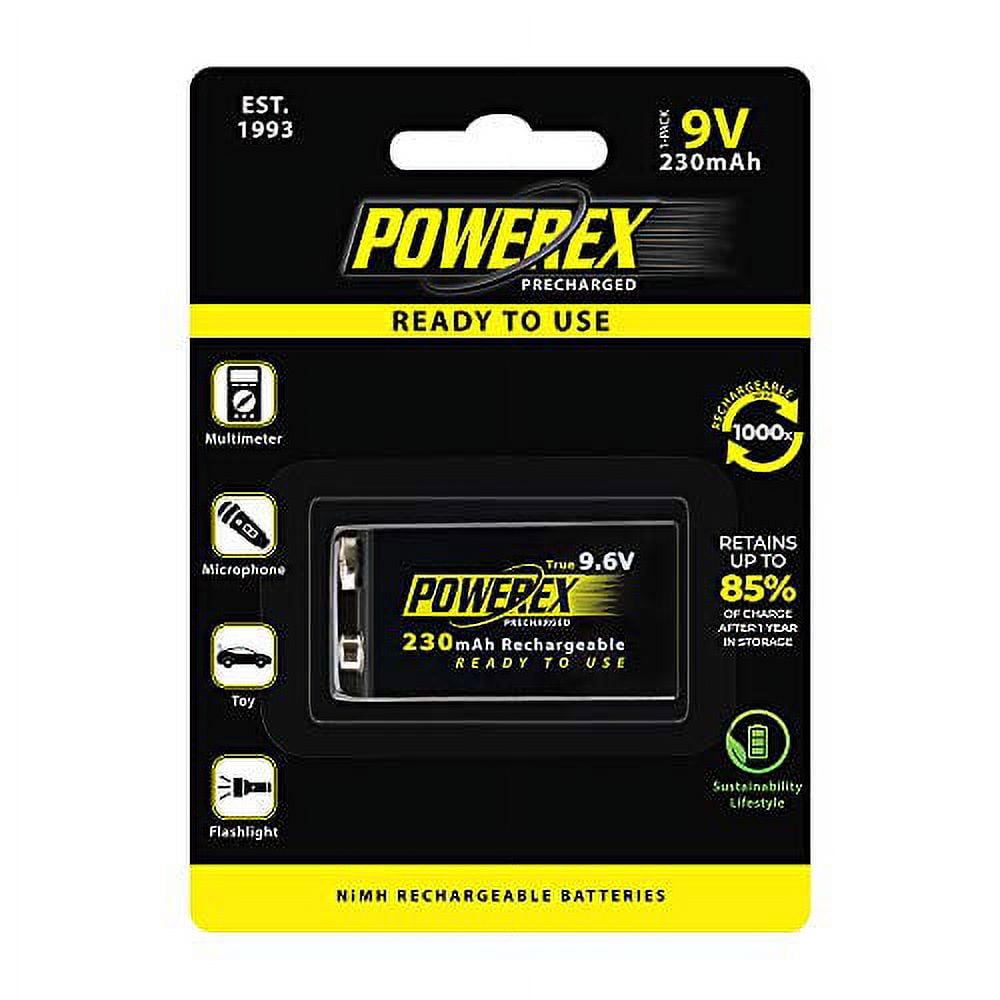 Powerex Low Self-Discharge Precharged 9V(9.6V) Rechargeable NiMH ...