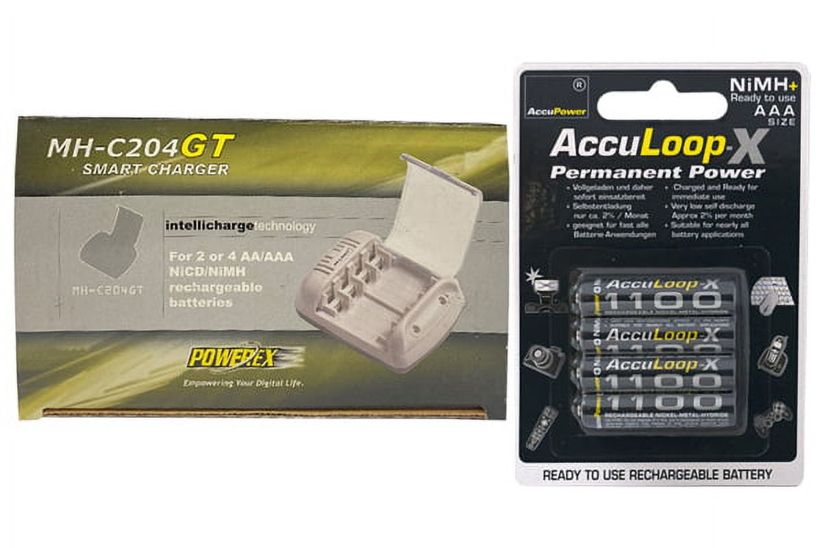 Powerex MH-C204GT AA / AAA Smart Battery Charger & 4 AAA AccuPower ...