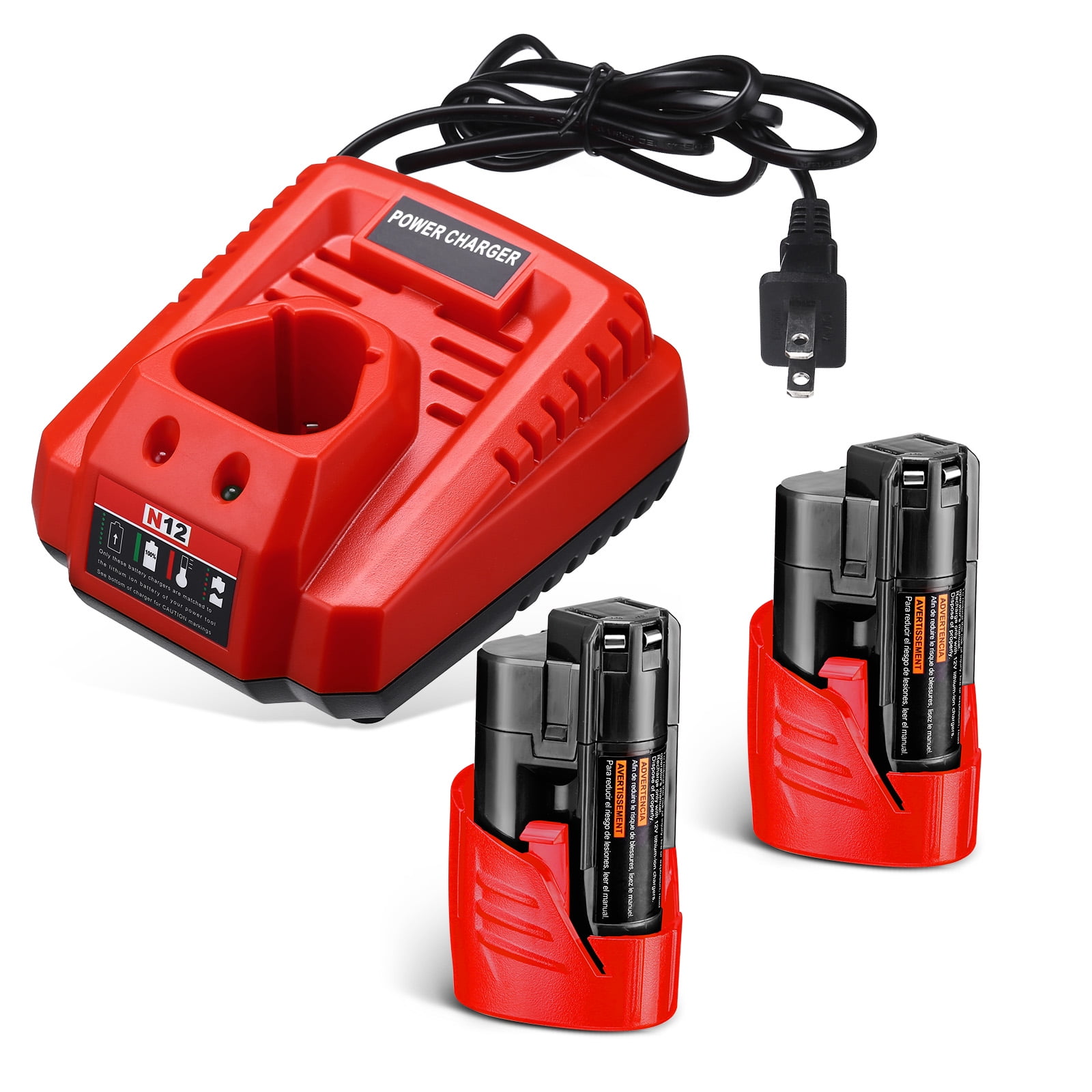 Powerextra 2 Pack 12V 3000mAh Lithium-ion Battery and Charger for ...