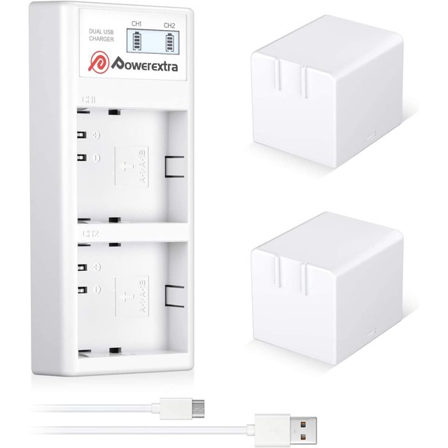Powerextra 2-Pack Rechargeable Li-Ion Battery + Dual Quick Charger for ...