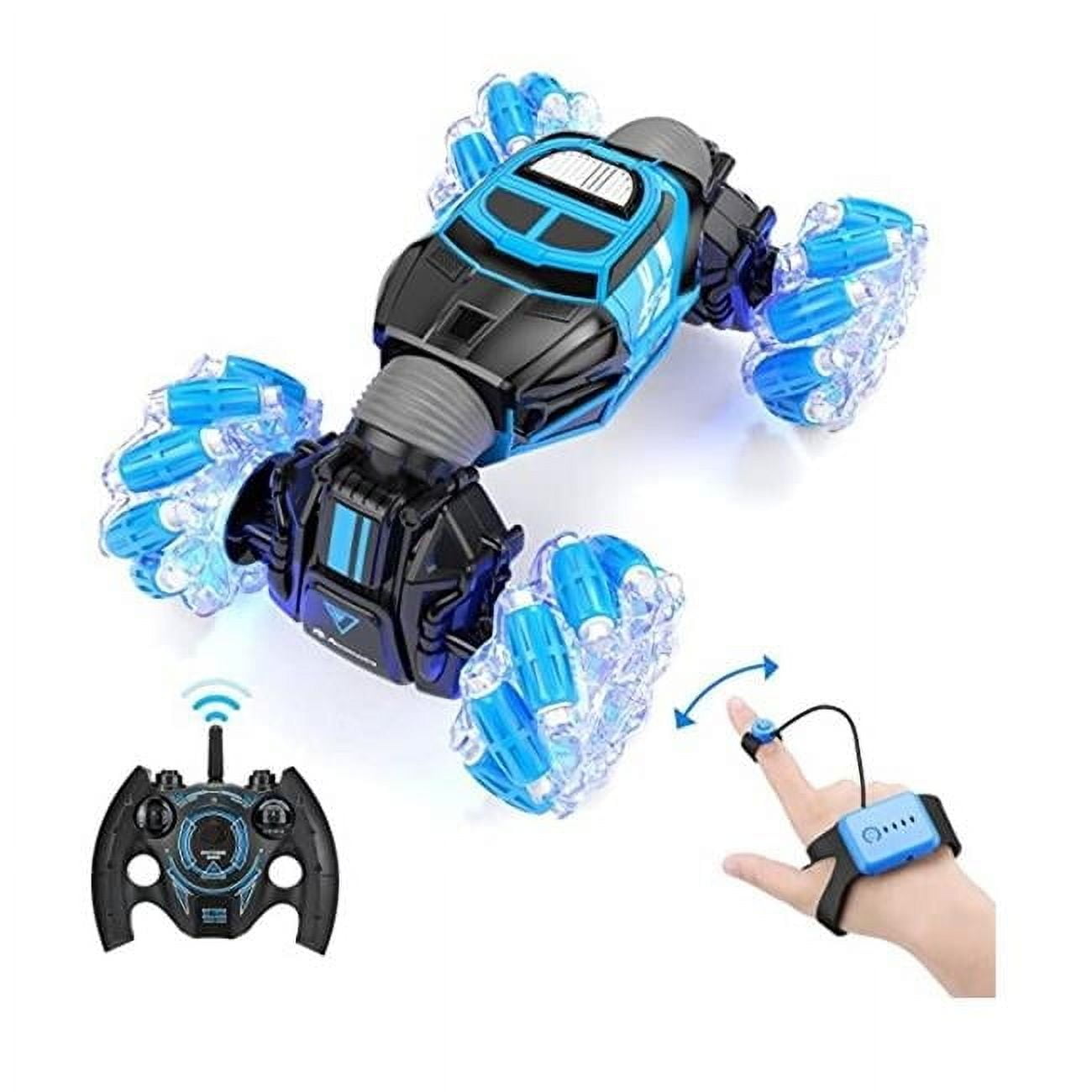 Powerextra 4WD 2.4 Ghz Stunt Remote Control Car with 360 deg Flips Watch Gesture Sensor, Green ...