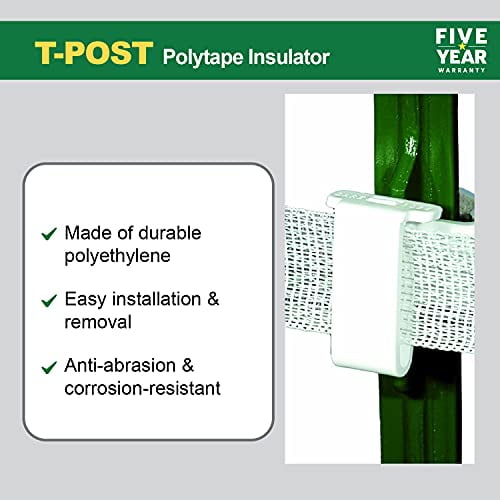 Powerfields Safe-Fence White T-Post Polytape Insulator - TP-25 Electric ...