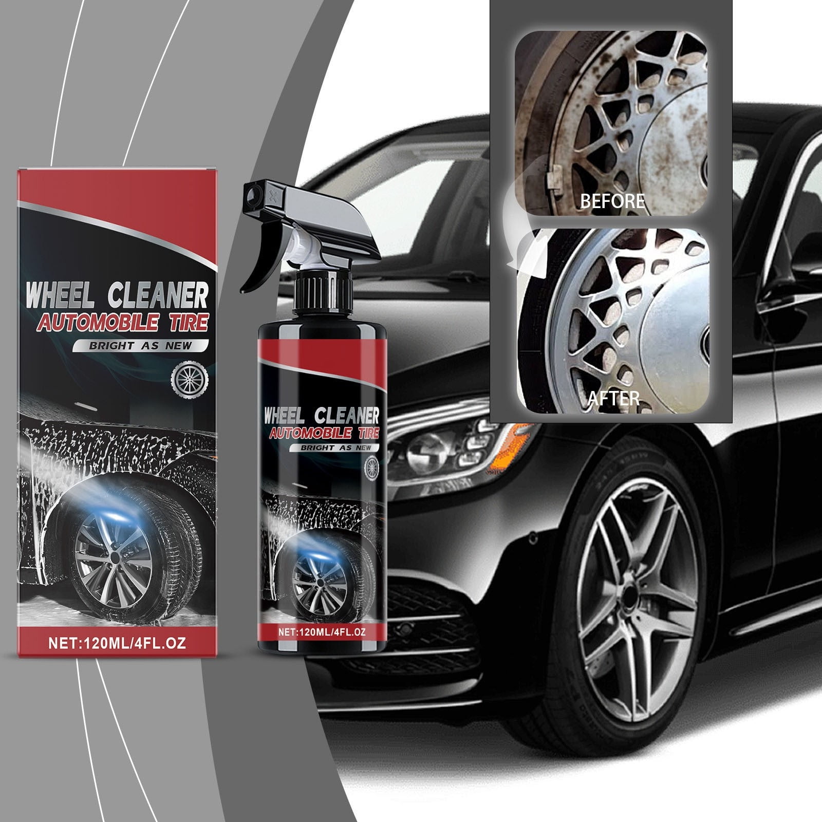 Powerful 120ml Car Wheel Cleaner Spray - Removes Dirt, Brake Dust ...