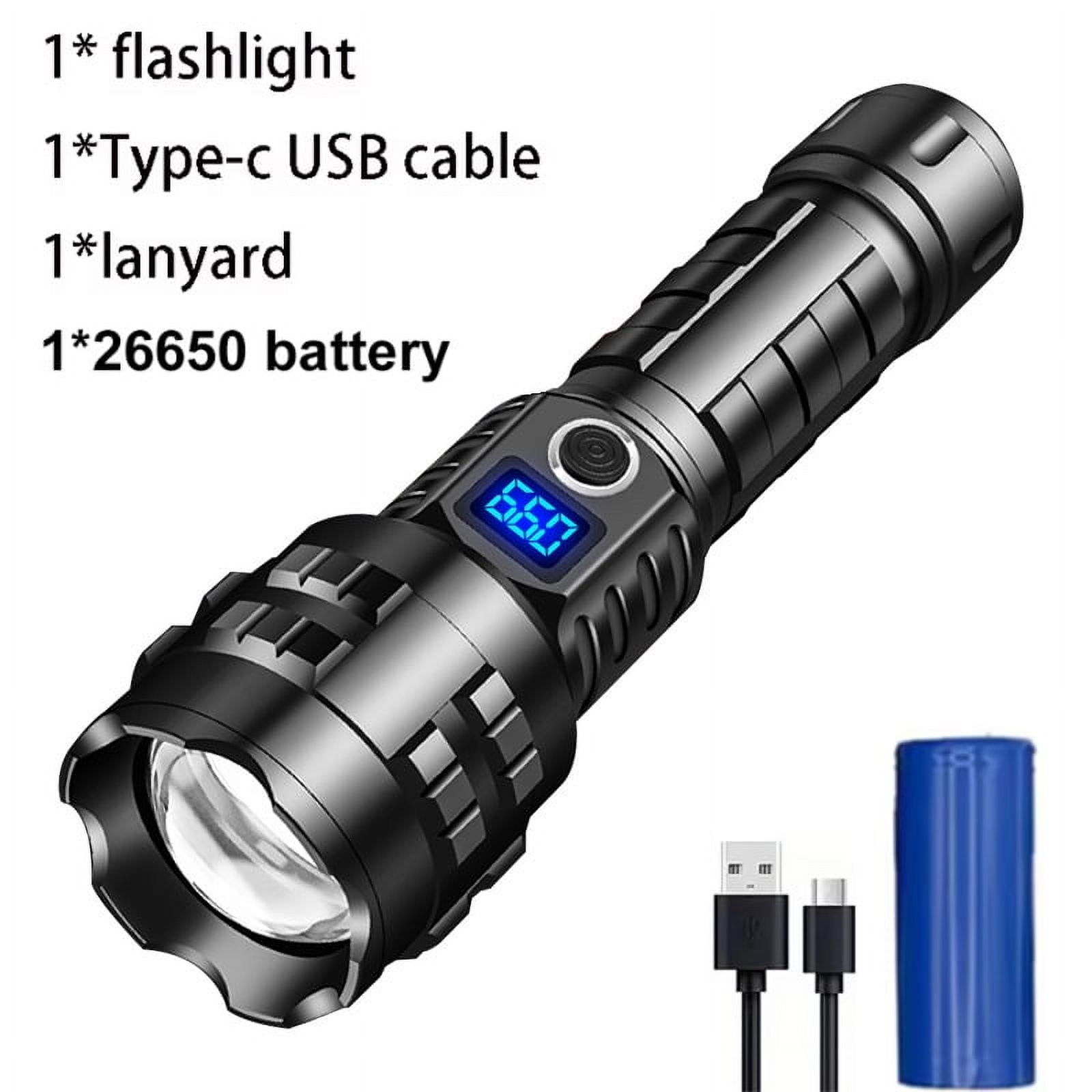 Powerful 200000 High Lumen LED Flashlight Super Bright Rechargeable ...