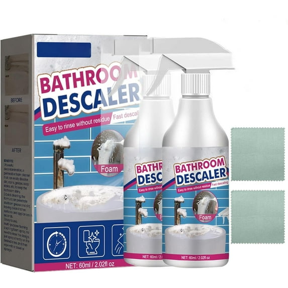 Powerful Bathroom Descaler Cleaner, 2PCS Bathroom Descaler Spray, Stubborn Stains Cleaner, All ...