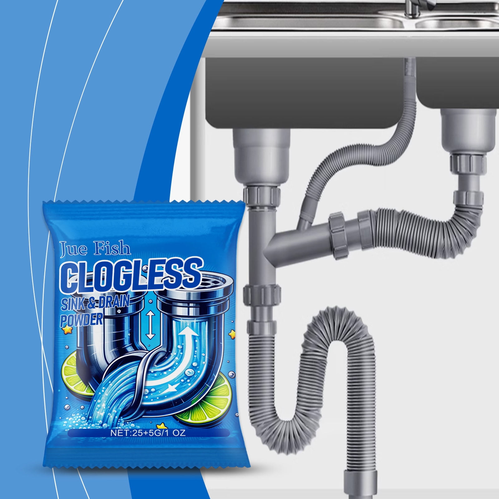 Powerful Cleaner Fast-Acting Pipe Unclogger Dissolves Grease & Food ...