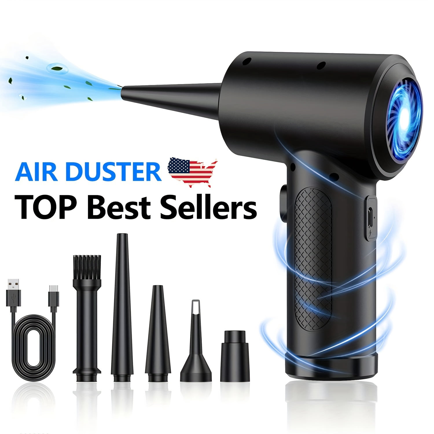 Powerful Cordless Handheld Cyclone Air Duster - Strong Blowing Force ...