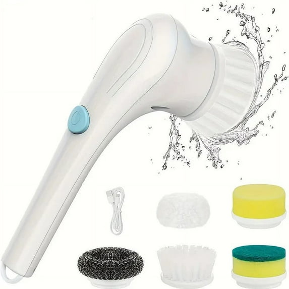 Powerful Cordless Spin Scrubber 90Min Continuous Use with 5 Multi ...