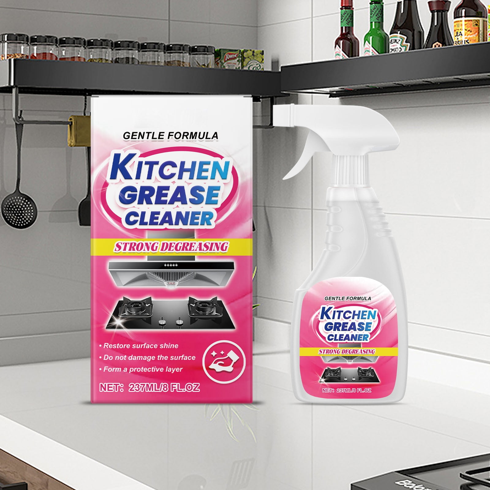 Powerful Degreaser for Kitchen - Heavy Duty Oil Stain Cleaner Spray 8oz ...