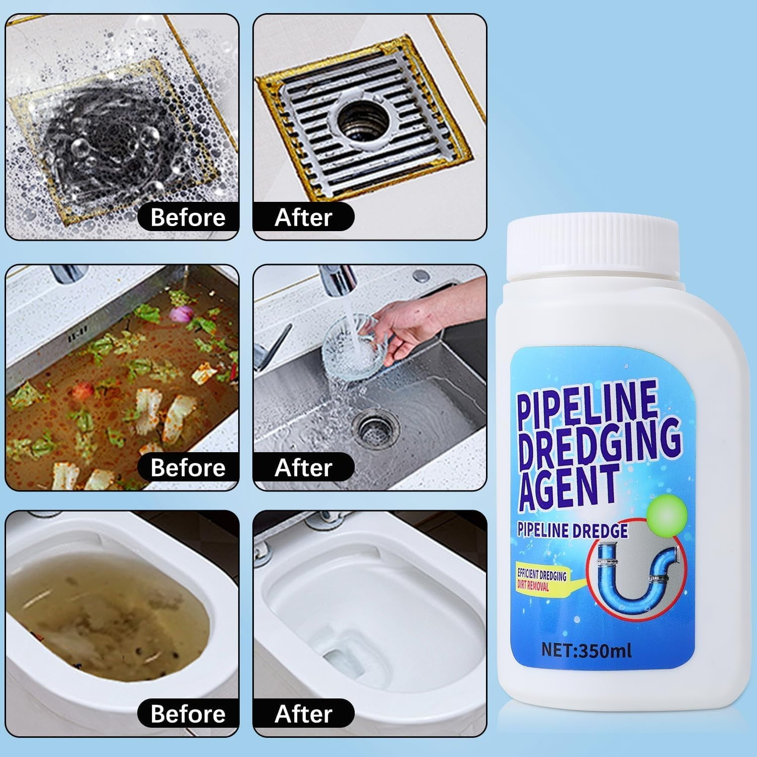 Powerful Drain Cleaner and Clog Remover, Fast-Acting Pipe Unblocker for ...