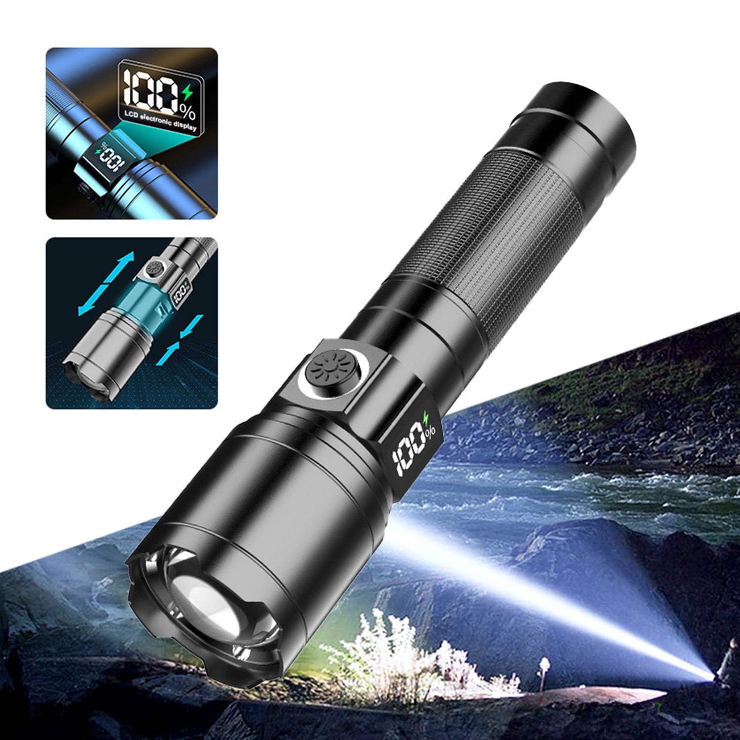 High-Lumen Powerful Flashlight, Rechargeable & Waterproof, Handheld LED ...