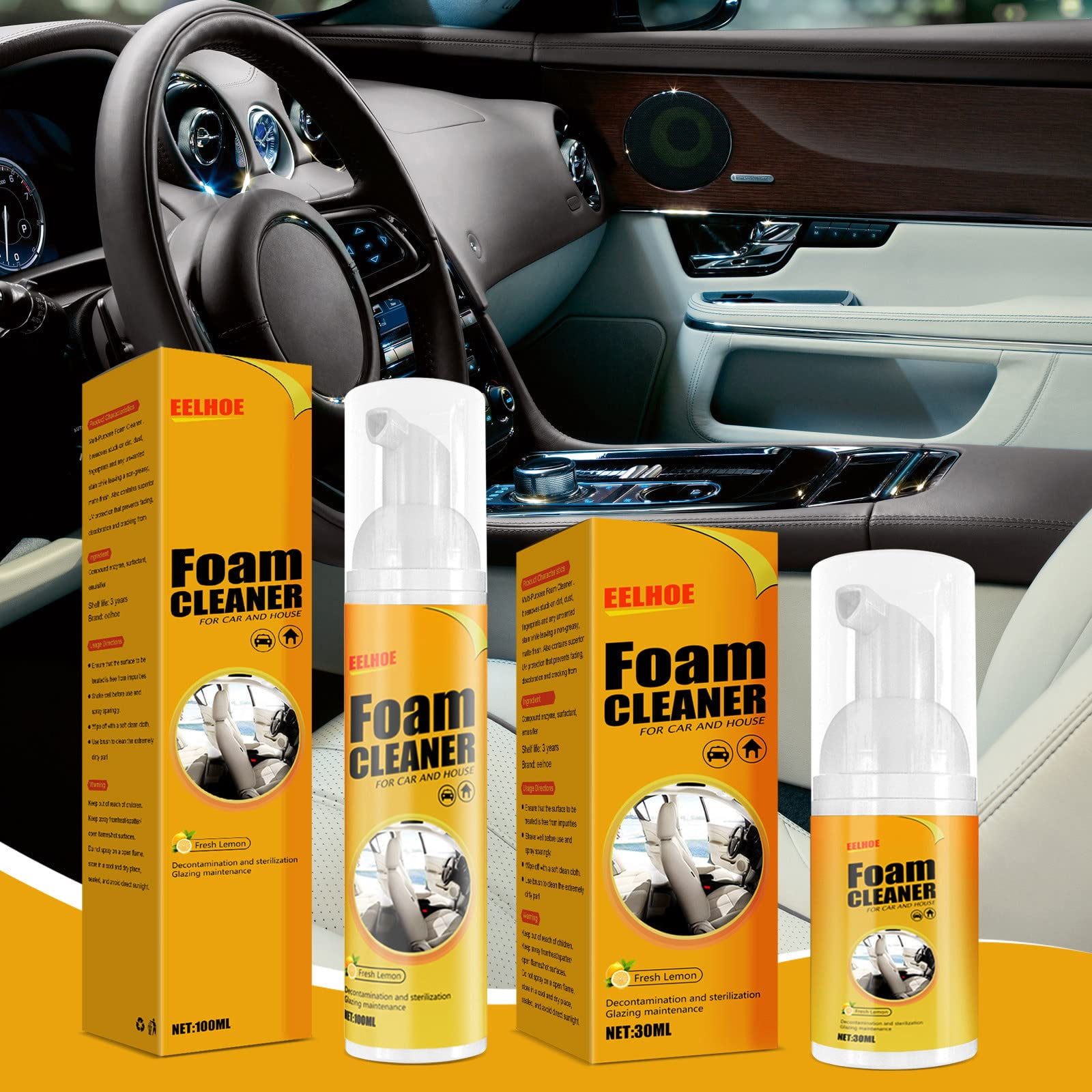 Powerful Foam Cleaner for Car Interior 30/100ML – Multifunctional Stain ...