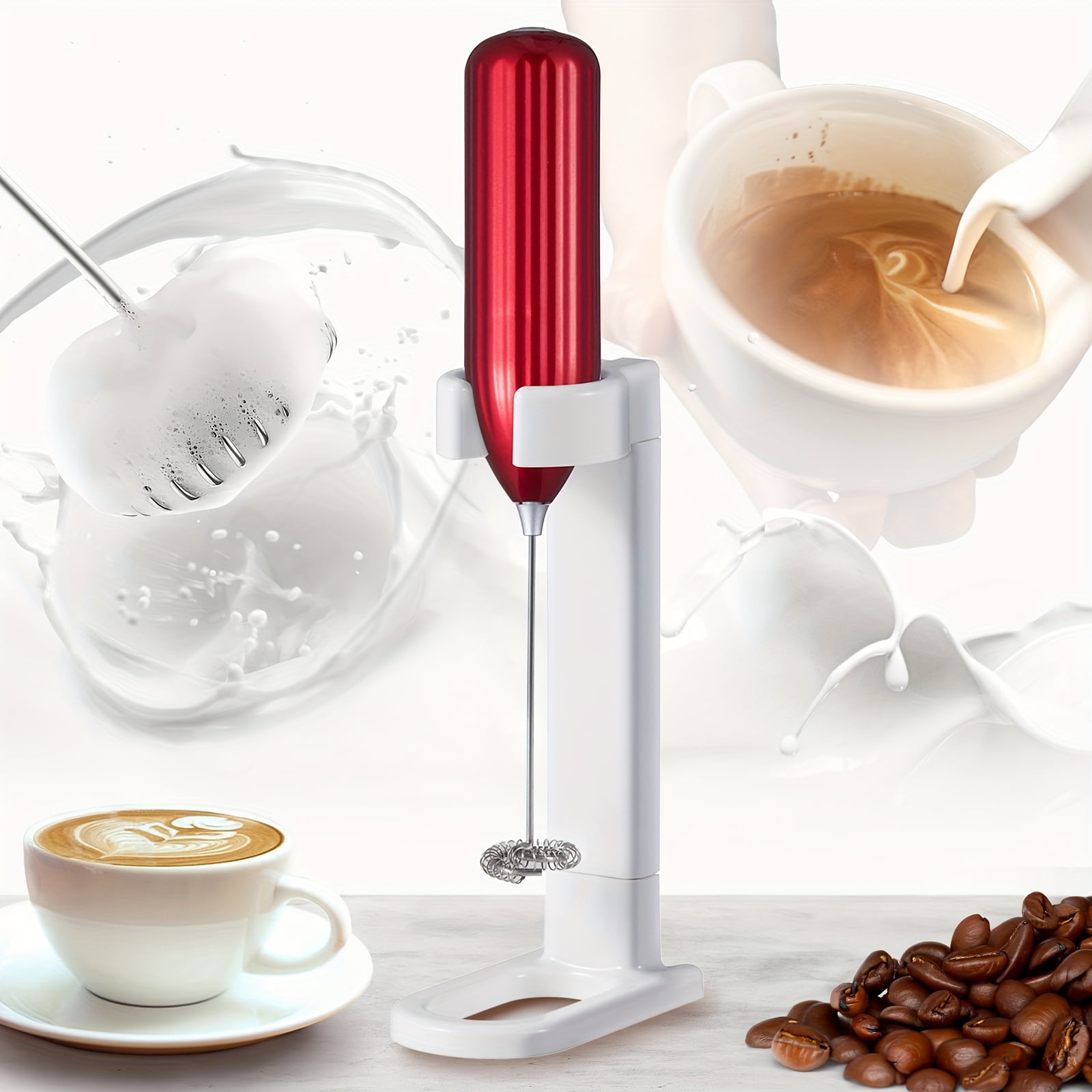Powerful Handheld Electric Milk Frother - 10,000 RPM High-Speed Whisk ...