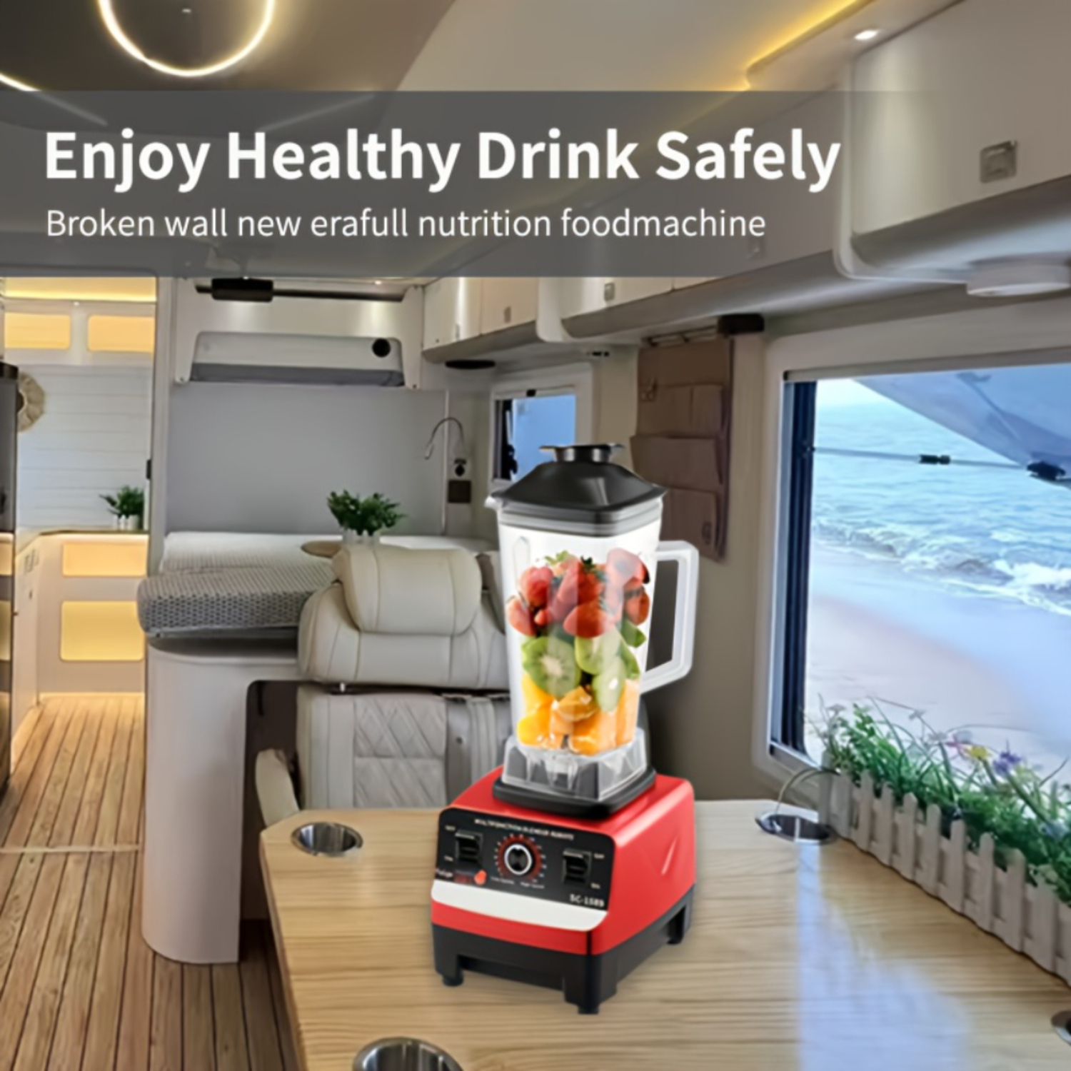 Powerful Heavy-Duty Blender for Ice Smoothies Food RV Kitchens US Plug ...