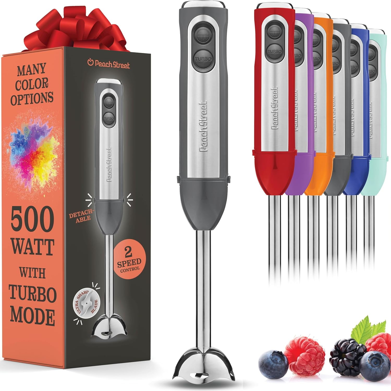 Powerful Immersion Blender, Electric Hand Blender 500 Watt with Turbo ...