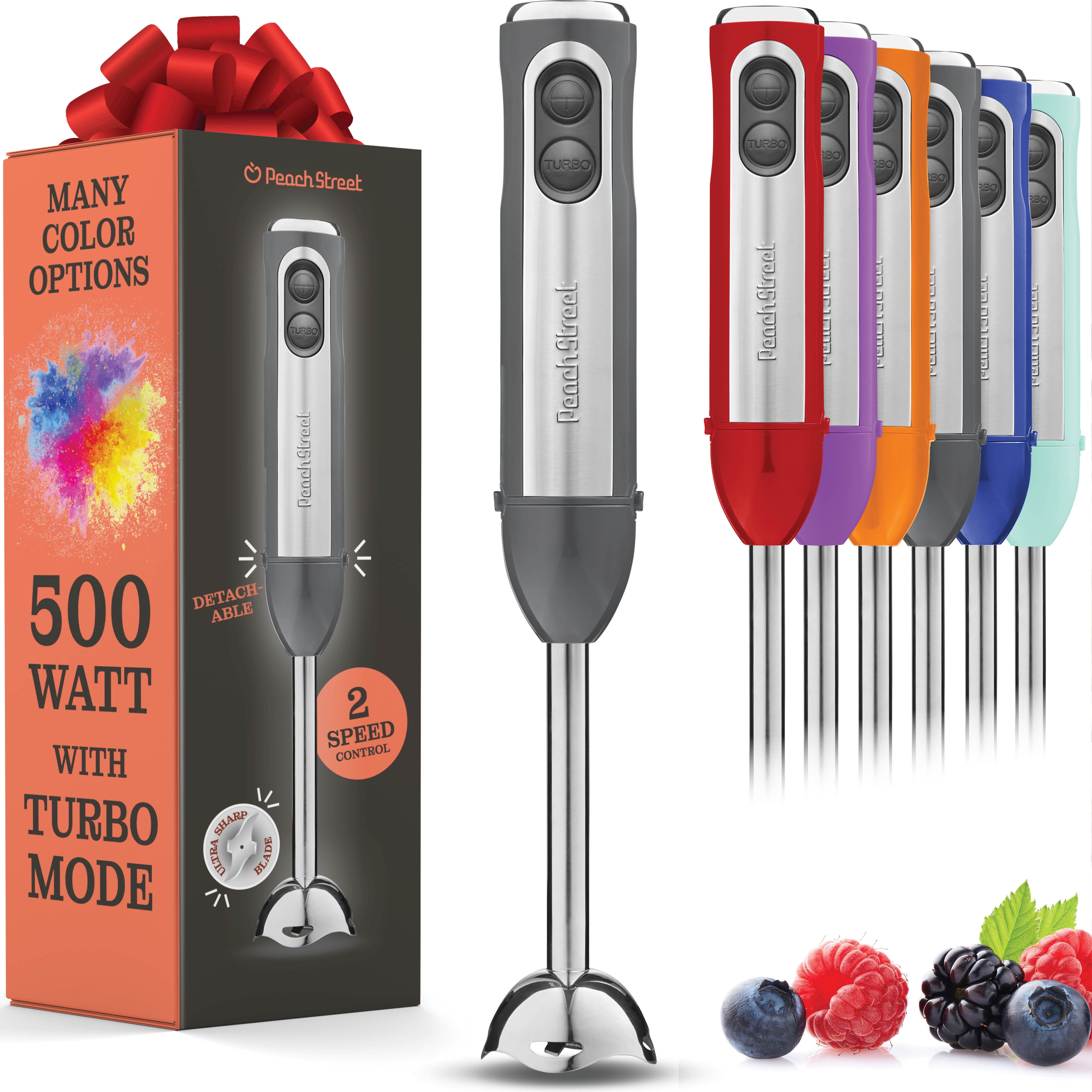 Powerful Immersion Blender, Electric Hand Blender 500 Watt with Turbo ...