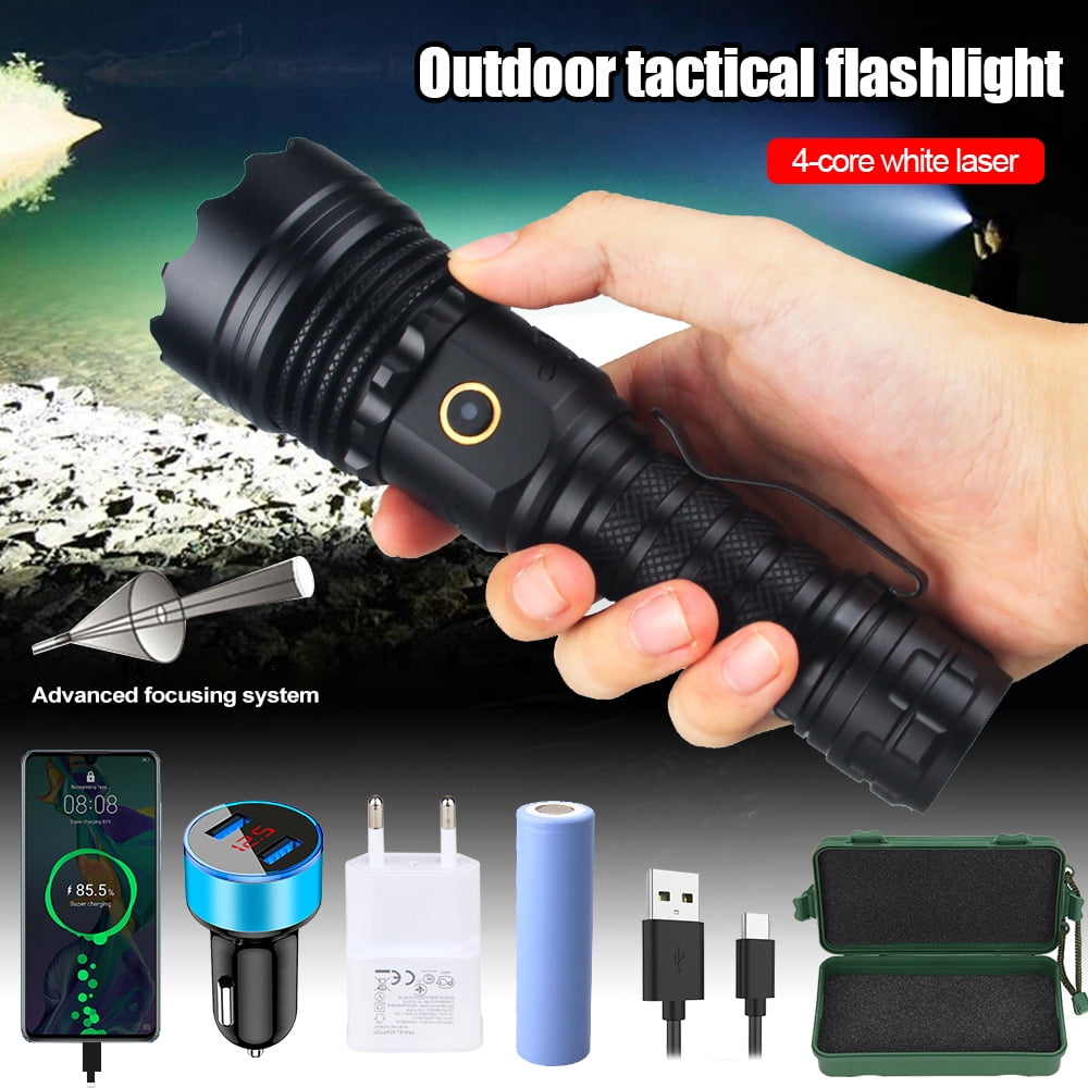 Powerful LED Flashlight 21700 Rechargeable Flashlights 4core White ...