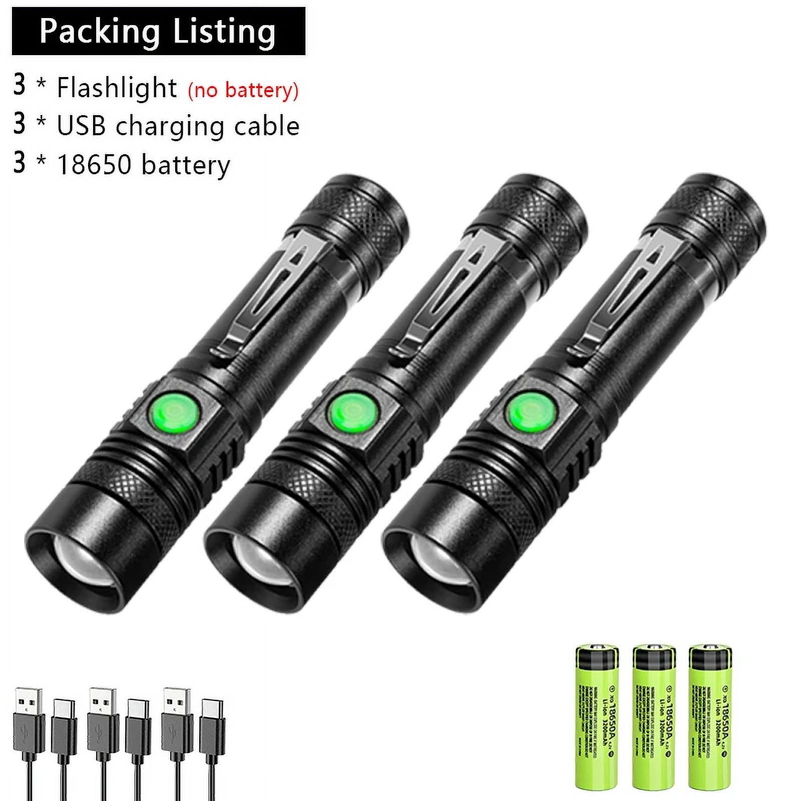 Powerful LED Flashlight Aluminum Alloy Portable Torch USB ReChargeable ...