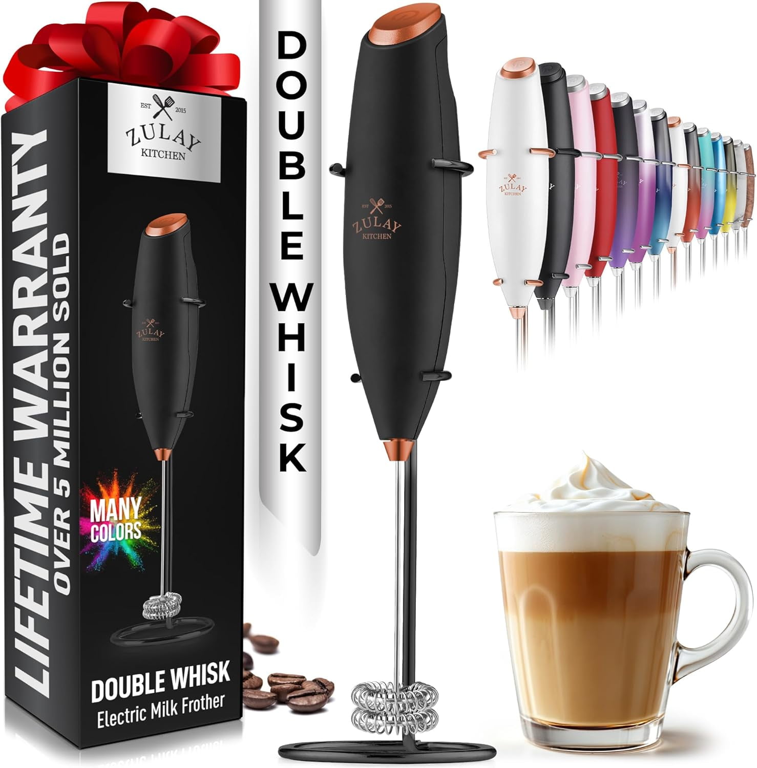 Powerful Milk Frother (4 Duracell Batteries Included) - Handheld Milk ...