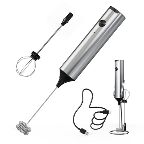Powerful Milk Frother Handheld with 3-Speed, Coffee Frother Wand ...